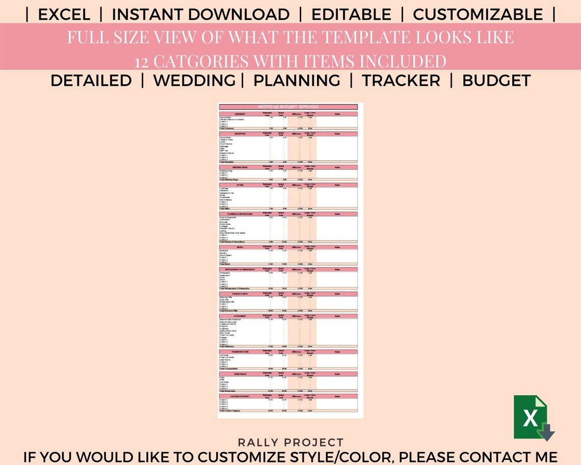 Wedding Budget Tracker | Wedding Template | Wedding Planner | Expense ...