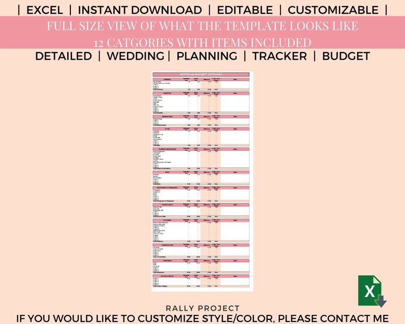 Wedding Budget Tracker | Wedding Template | Wedding Planner | Expense ...
