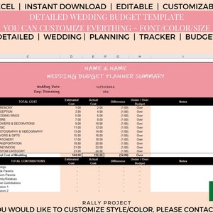 Wedding Budget Tracker | Wedding Template | Wedding Planner | Expense ...