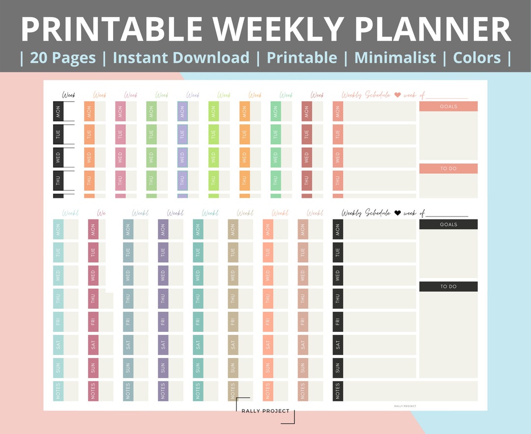 Printable Weekly Planner Instant Download Digital Print - Etsy