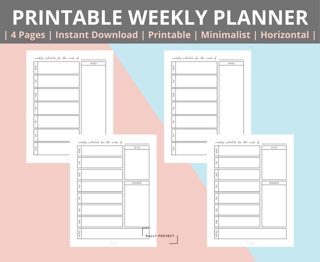 Printable Weekly Planner | Instant Download | Digital Print Download ...