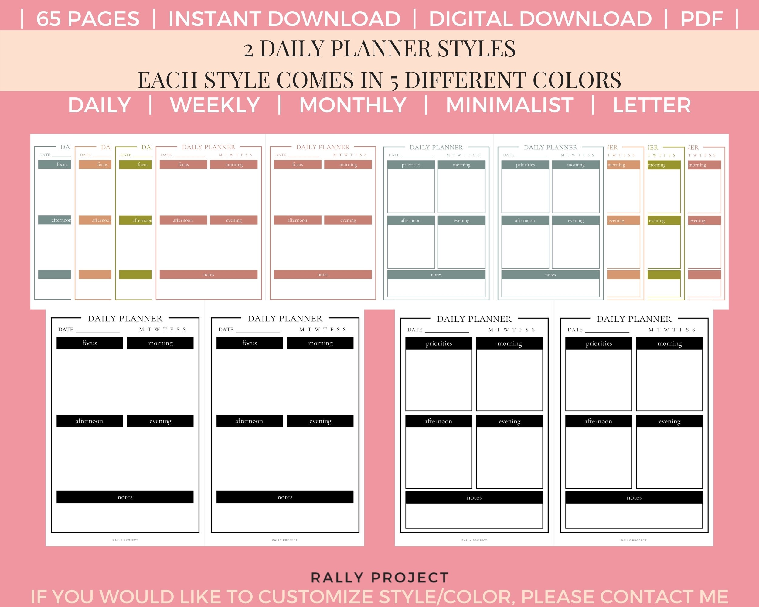 Editable Printable Daily Weekly Monthly Planner Fillable - Etsy Israel