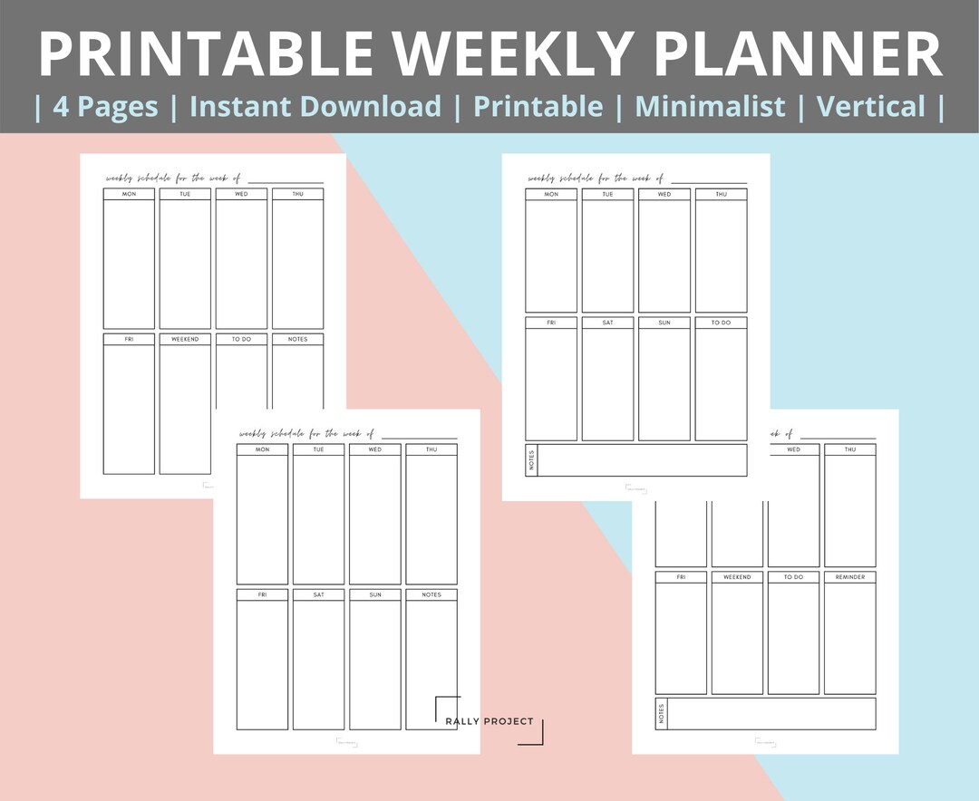 Printable Weekly Planner Instant Download Digital Print Download 4 ...