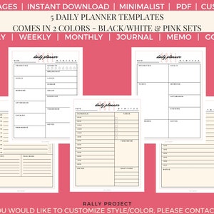 Printable Daily Weekly Monthly Planner 2021 Planner Download Minimalist ...