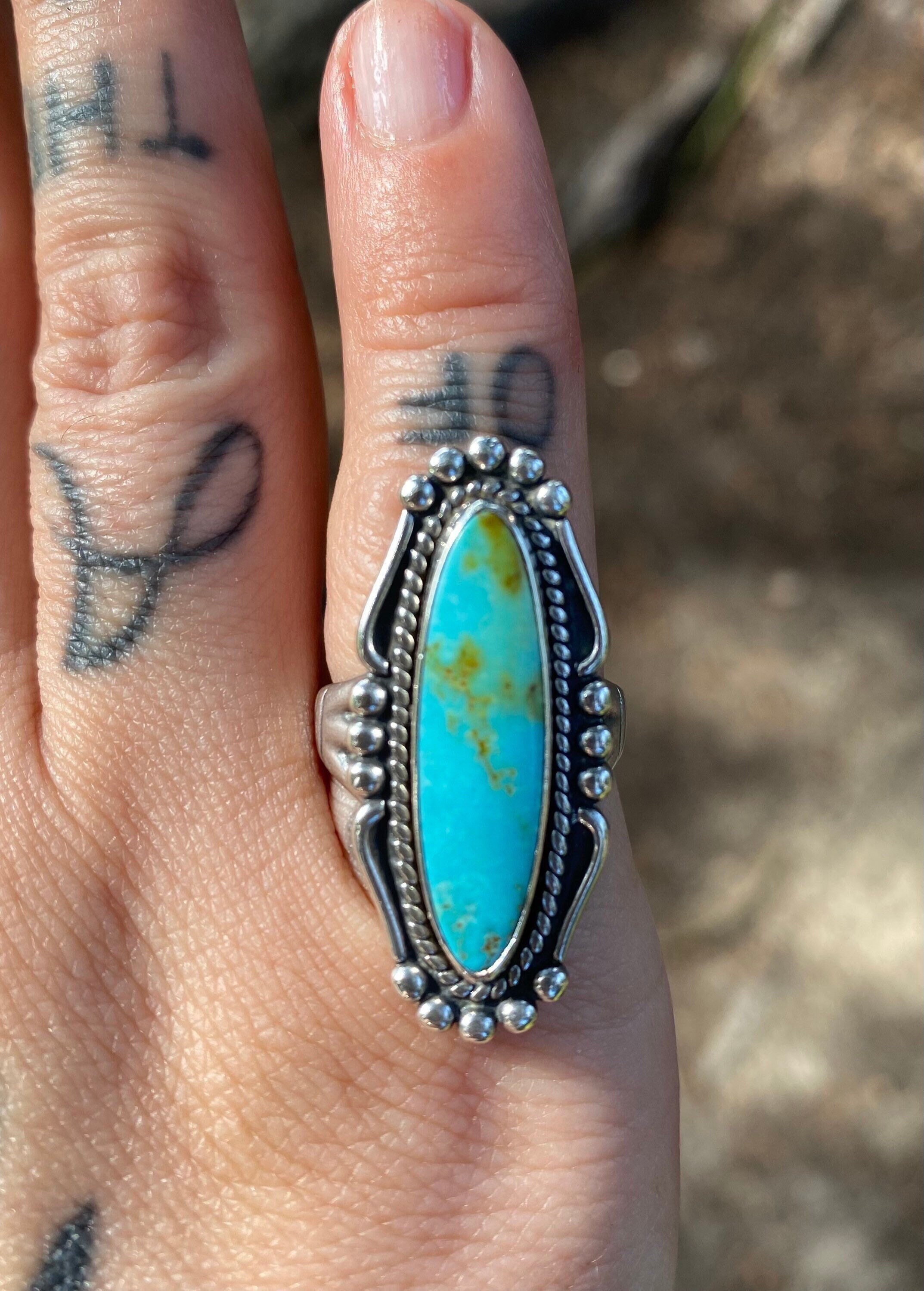 Vintage Native American Bells Trading Post Large Oval Turquoise Stone ...