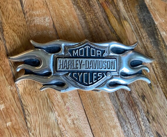 Vintage Harley Davidson Bar Shield Flame Biker Belt Buckle | Etsy