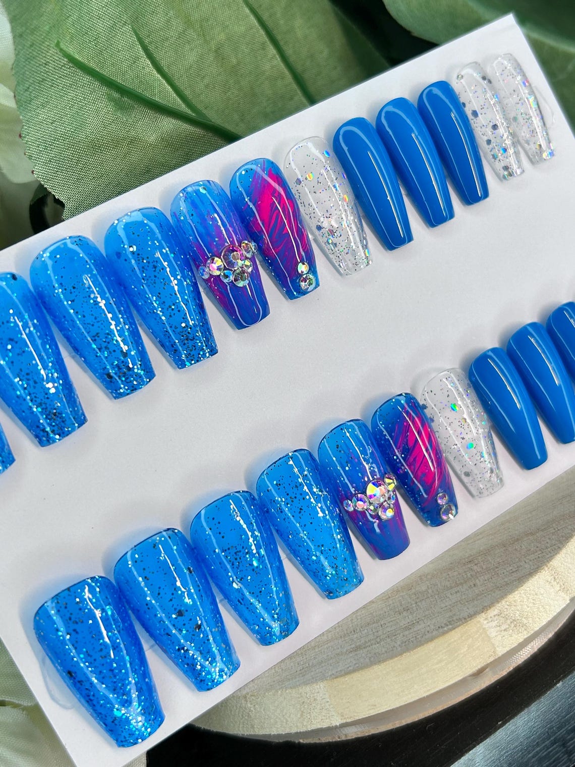24- Blue Press on Nails-ready TO SHIP! - Etsy