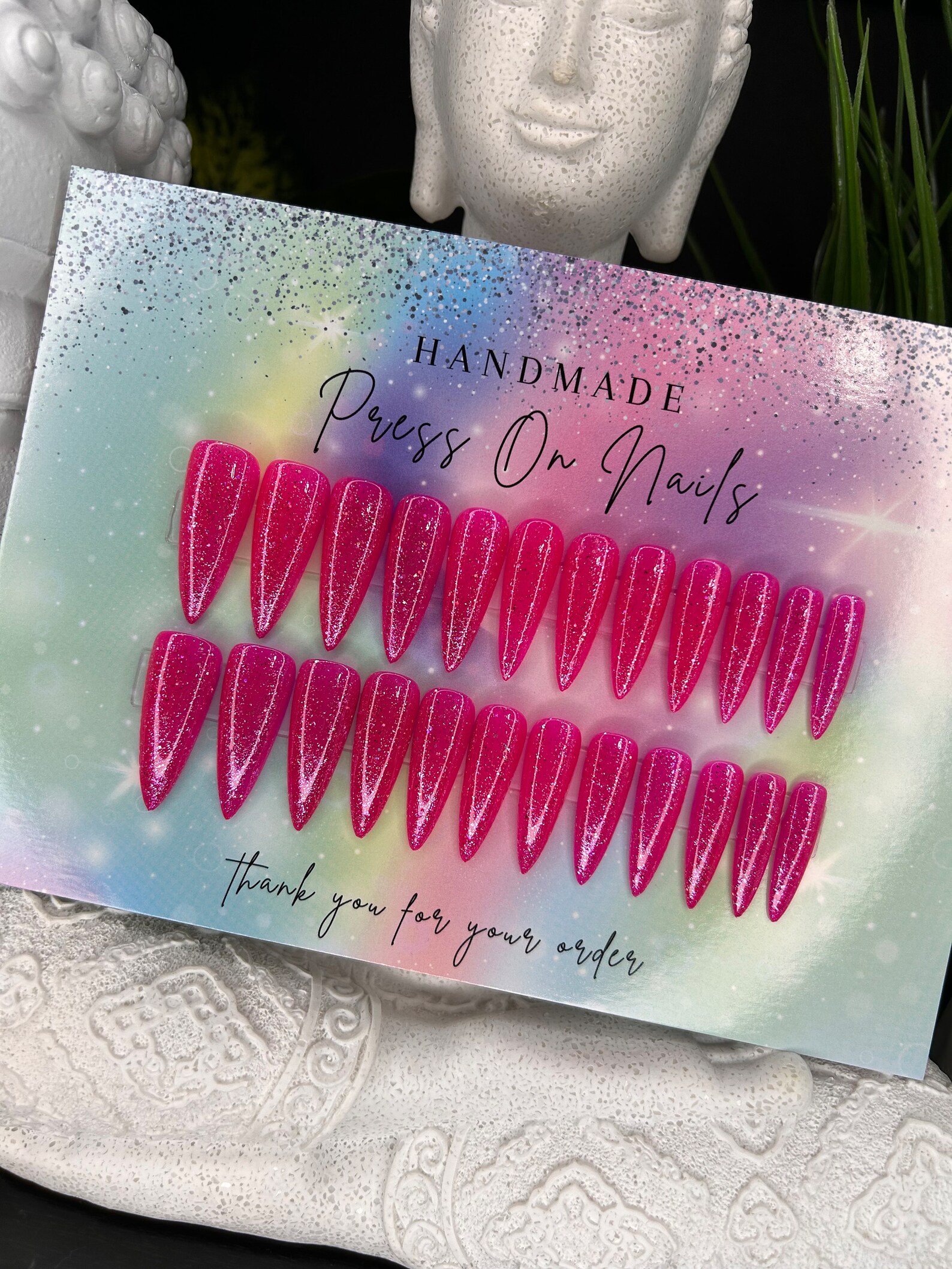 24 Fusia Press on Nails-ready TO SHIP - Etsy