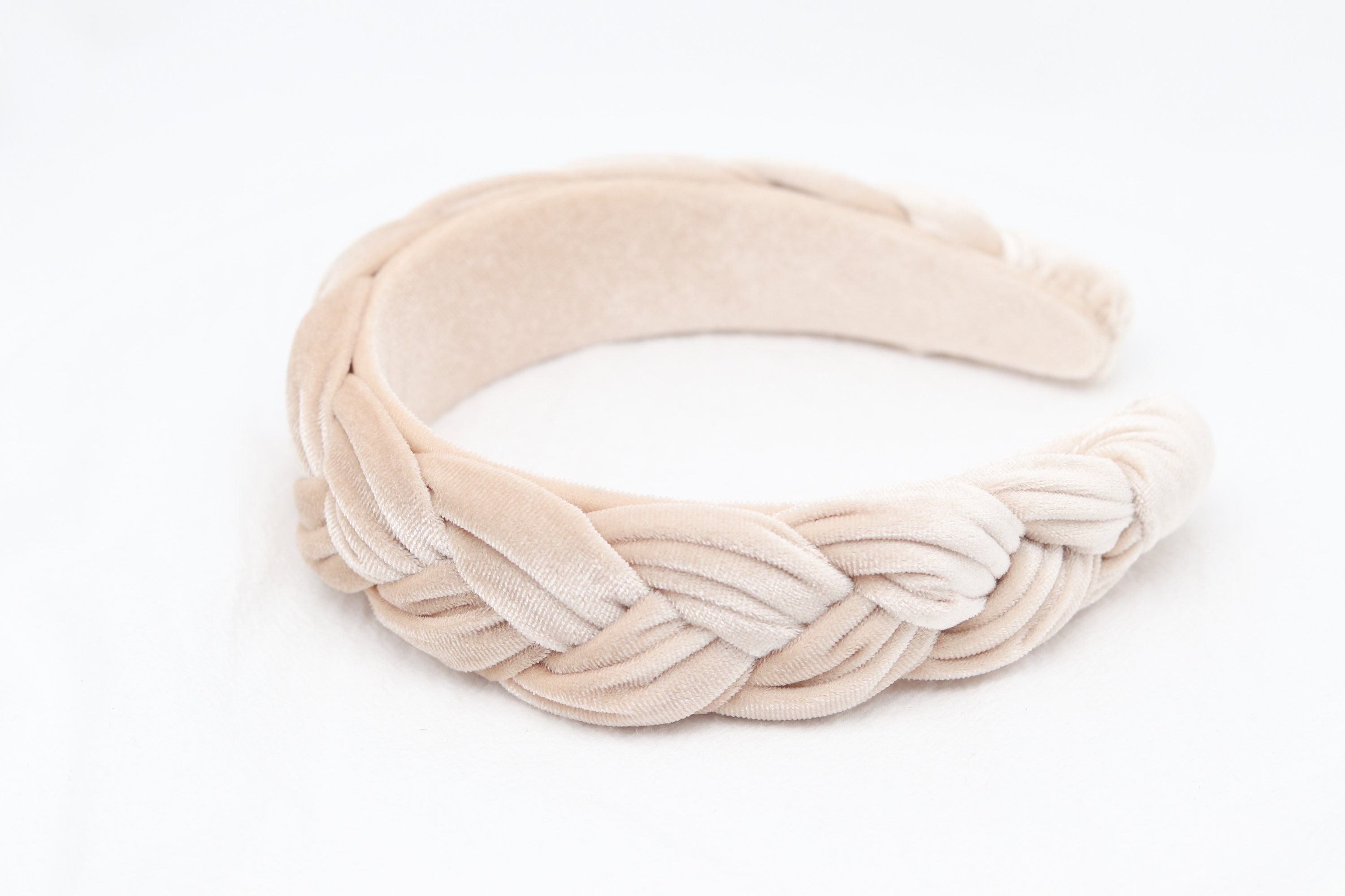 Wide Velvet Hairband Twisted Thick Braided Headband Wedding Bridal