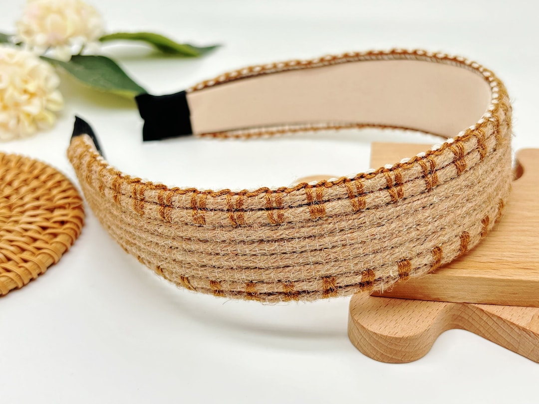 Boho Straw Weaved Headband Raffia Wide Padded Hairband Rattan Colorful ...