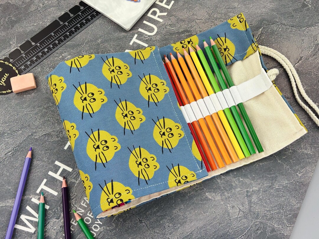Cat Print Canvas Pencil Roll up Case - Artist Brush Holder - Etsy