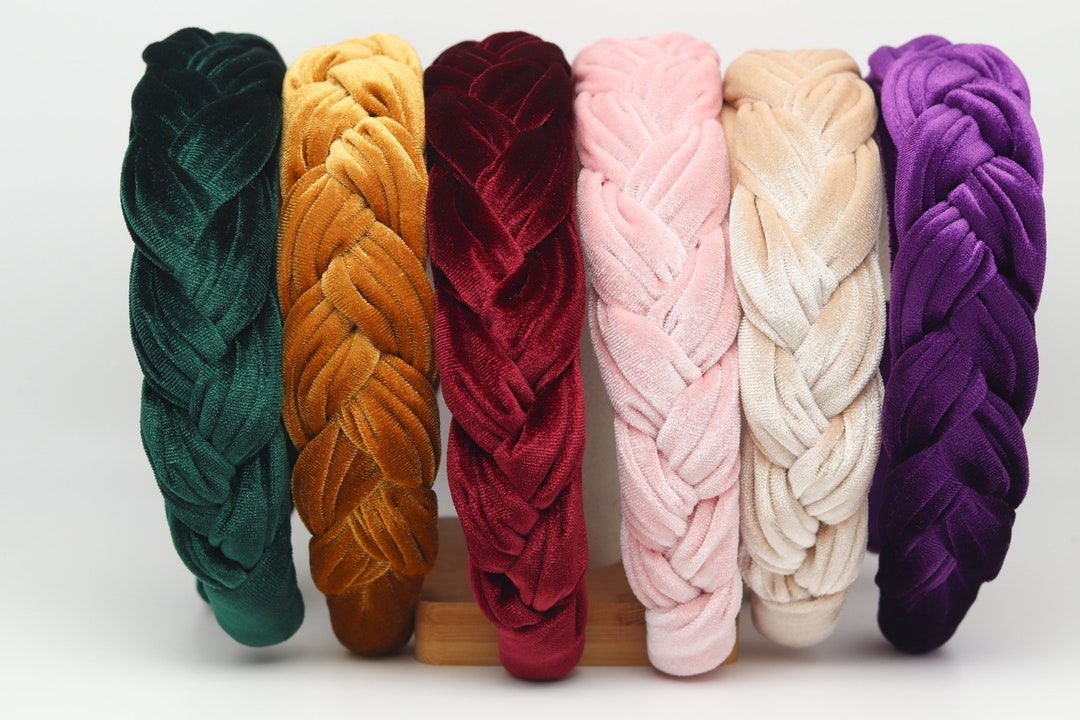 Wide Velvet Hairband, Twisted Thick Braided Headband, Wedding Bridal ...