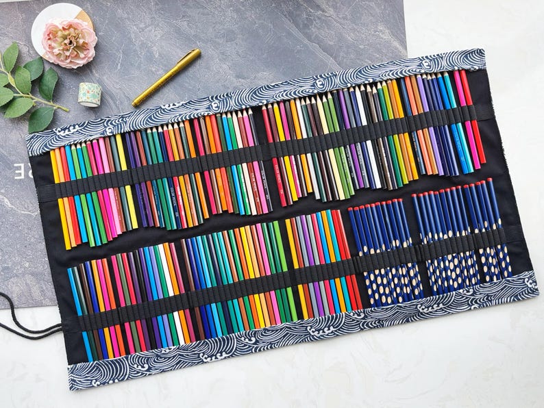 Printed Canvas Pencil Roll Case: Travel Art Supply Organizer - Etsy