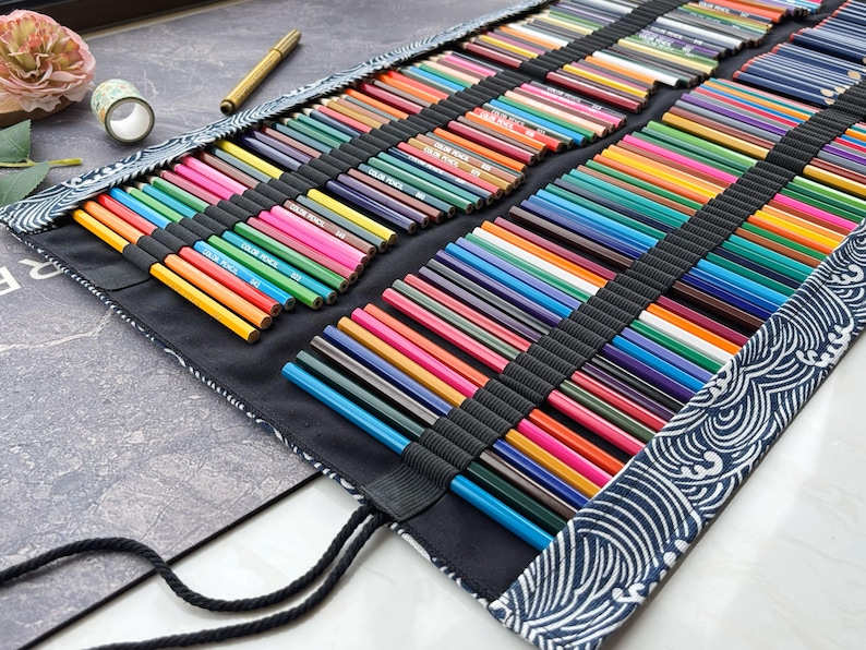 Printed Canvas Pencil Roll Case: Travel Art Supply Organizer - Etsy