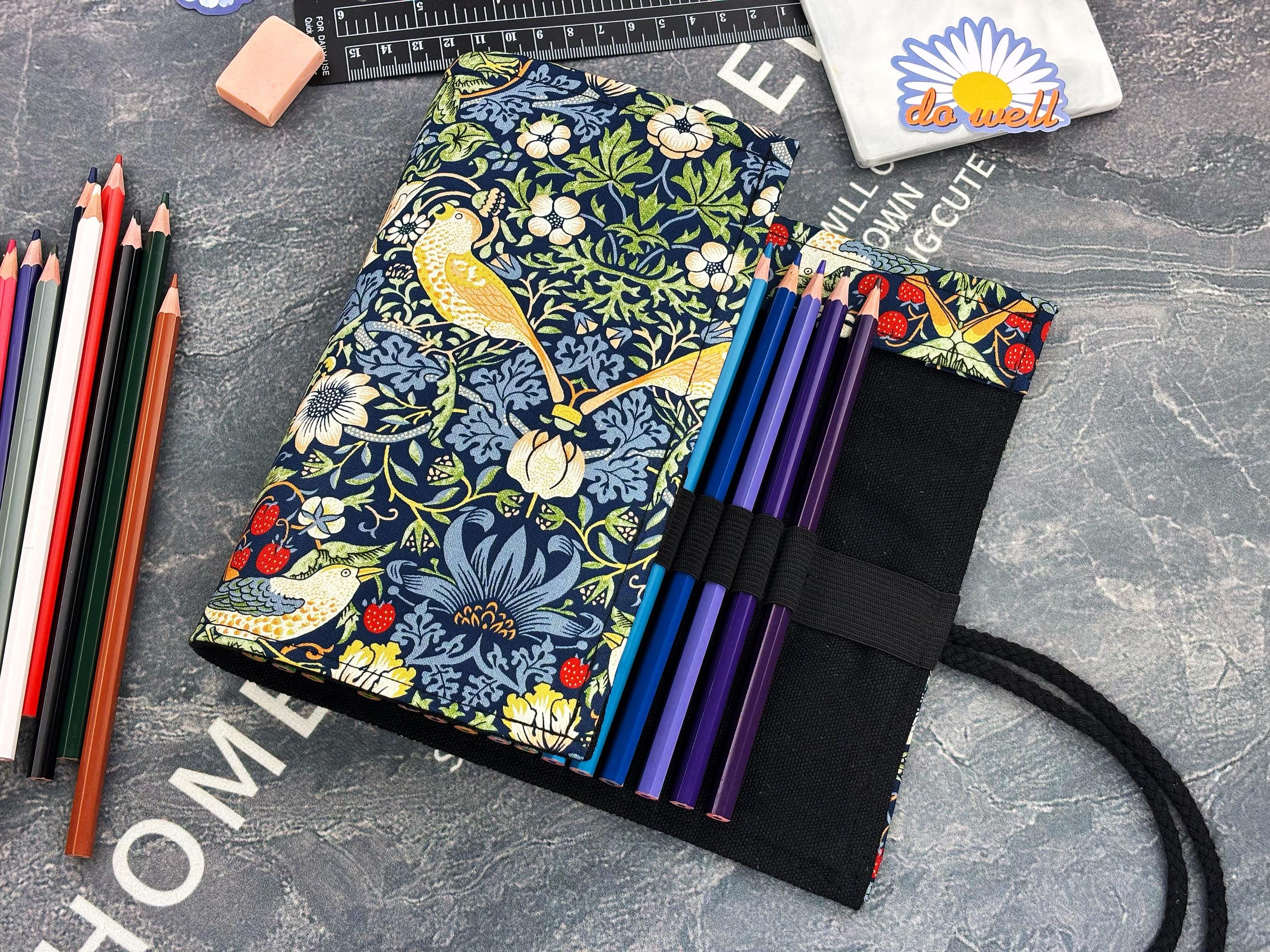 William Morris Strawberry Thief Fabric Pencil Roll up Case - Etsy