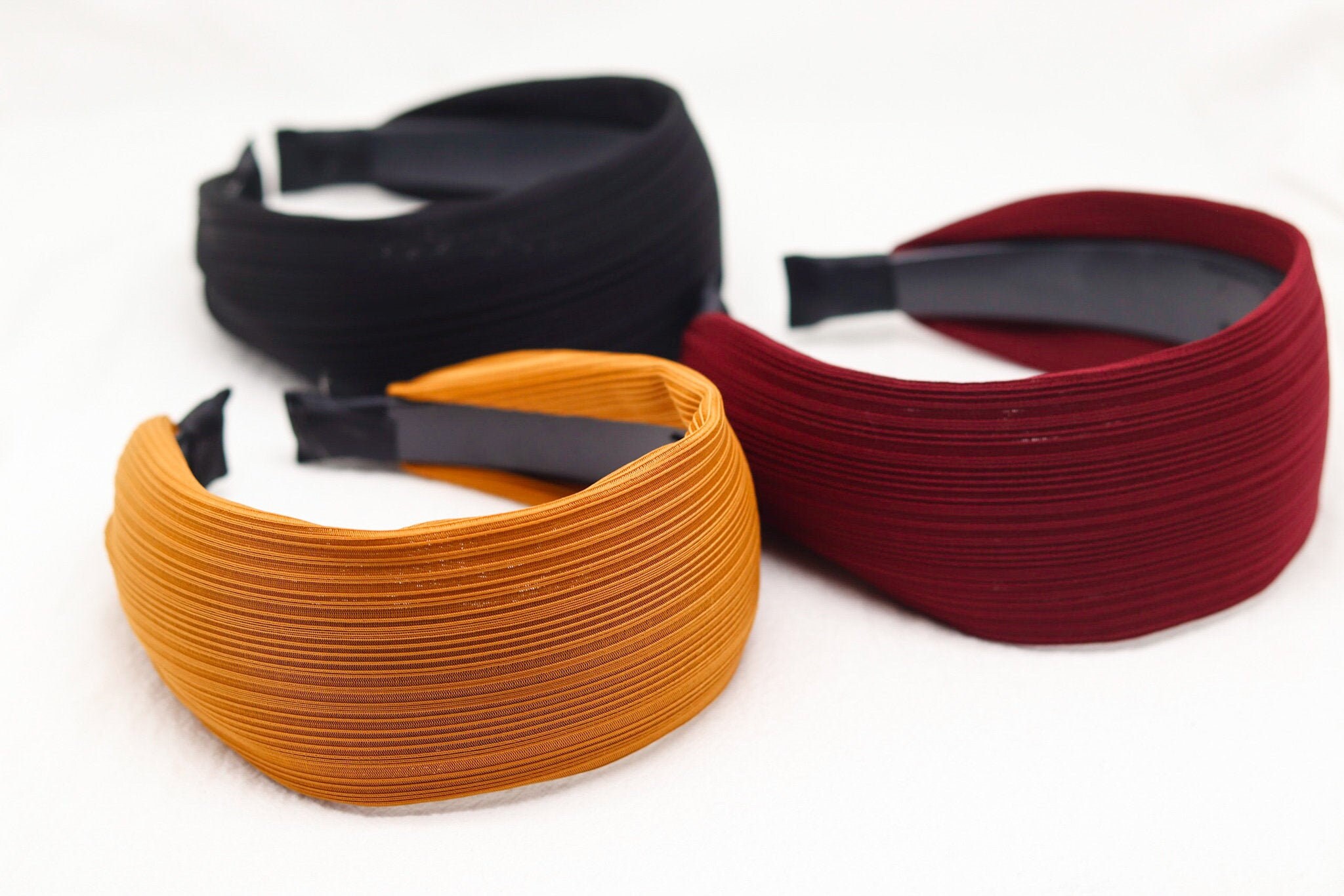 Banda de pelo satinado de diadema ancha negro / rojo / - Etsy España