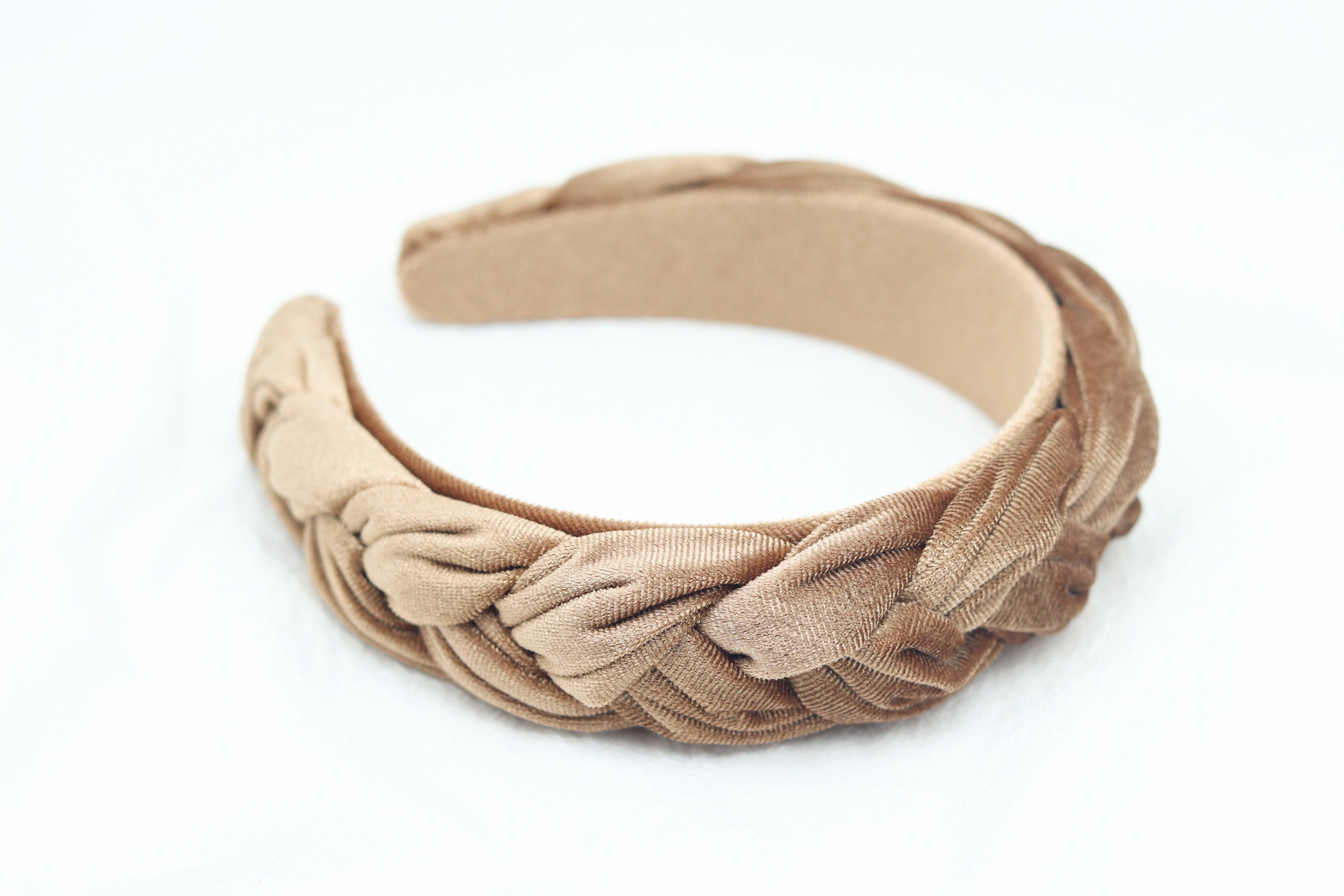 Brown Wide Velvet Alice Hairband Twisted Thick Braided Headband Tiara