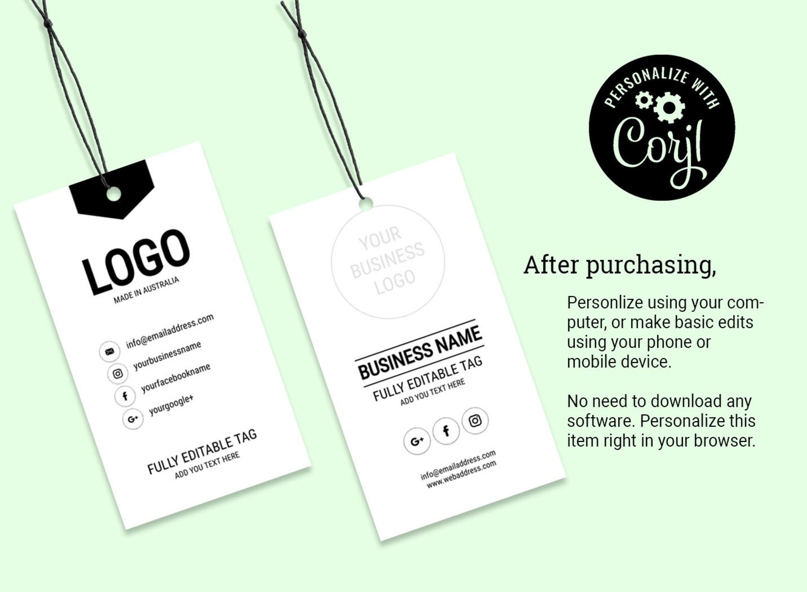 Business Product Tag Template Editable Item Tag Product Etsy