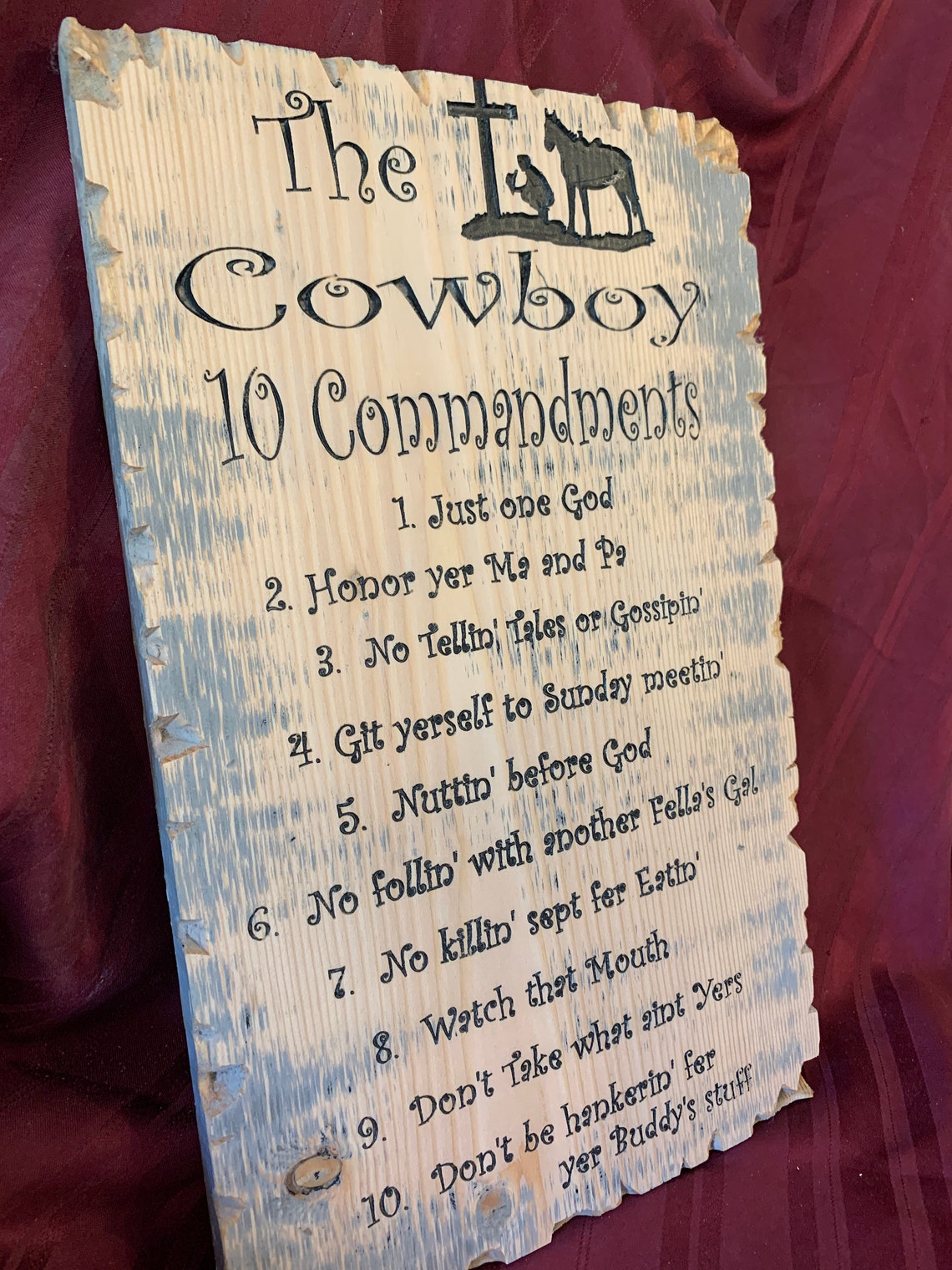 Cowboy 10 Commandments II A Church and Home Wall Sign | Etsy