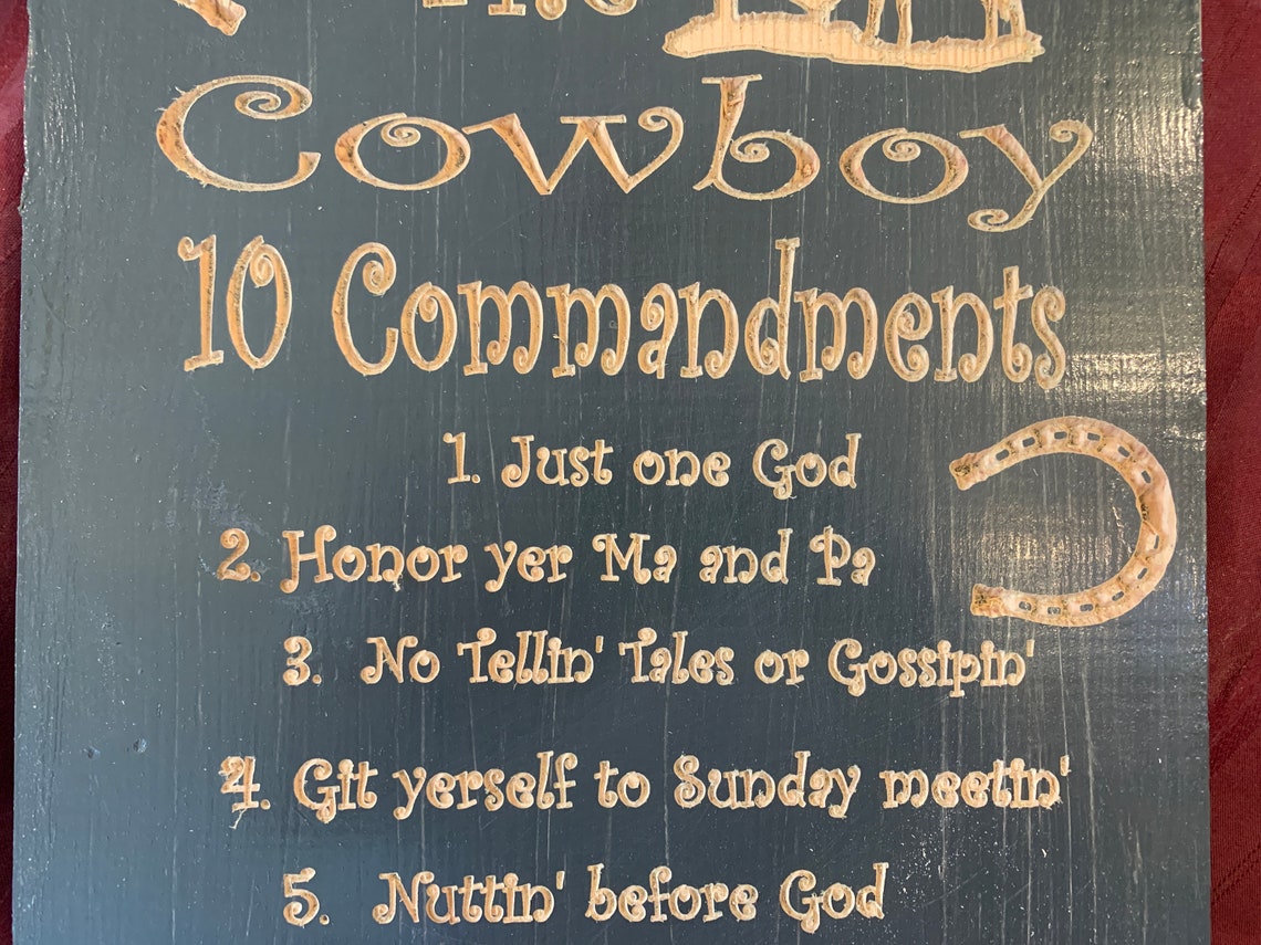 Cowboy 10 Commandments I Church Wall Signs Biblical Plaques | Etsy