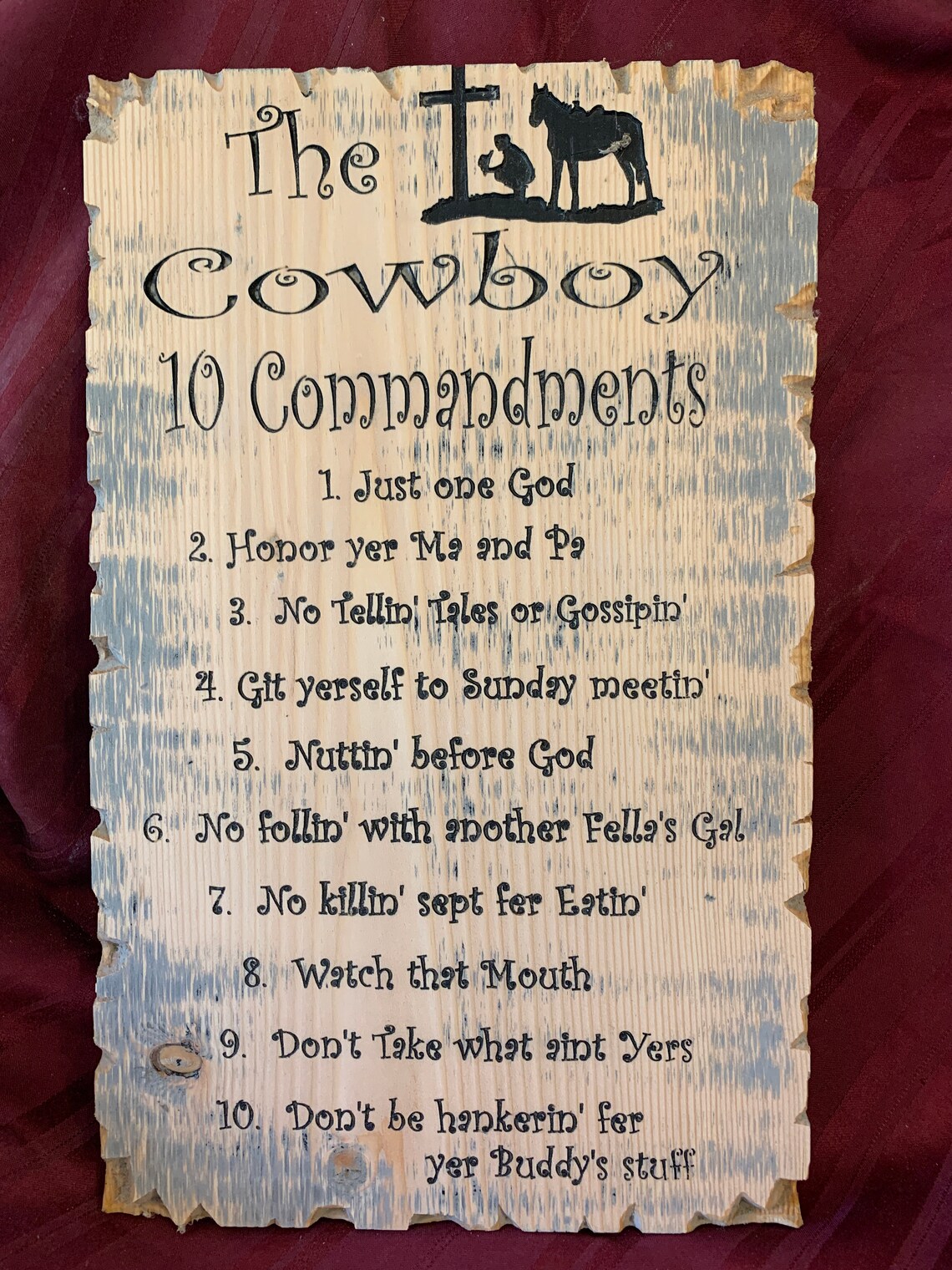 Cowboy 10 Commandments II A Church and Home Wall Sign | Etsy