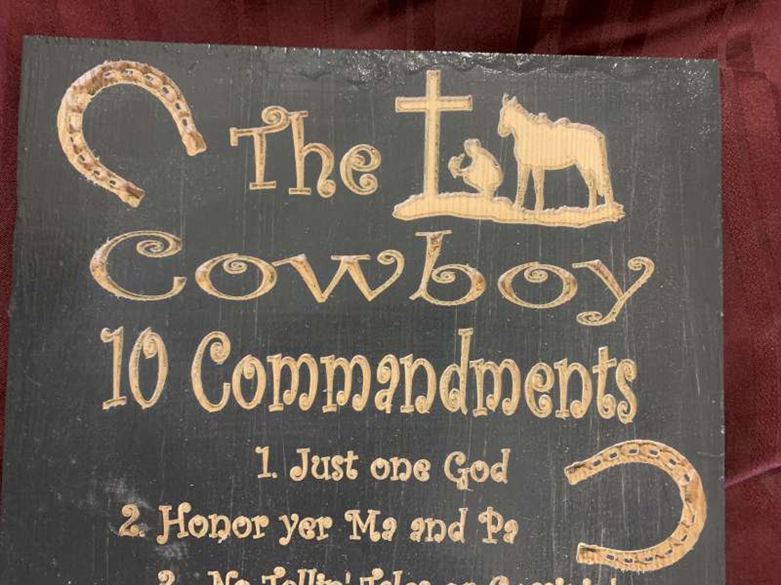 Cowboy 10 Commandments I Church Wall Signs Biblical Plaques | Etsy
