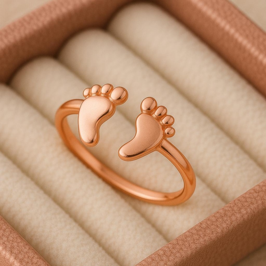 925 Silver Baby Feet Ring • Adjustable Footprint Band • Minimal Mom ...