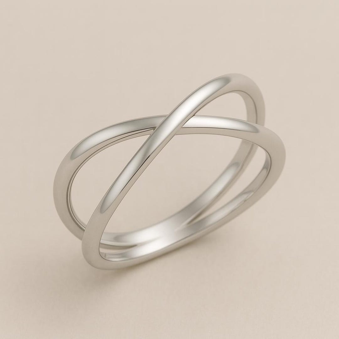 925 Silver Crossover Ring | Minimalist Double Band X Ring | Modern ...