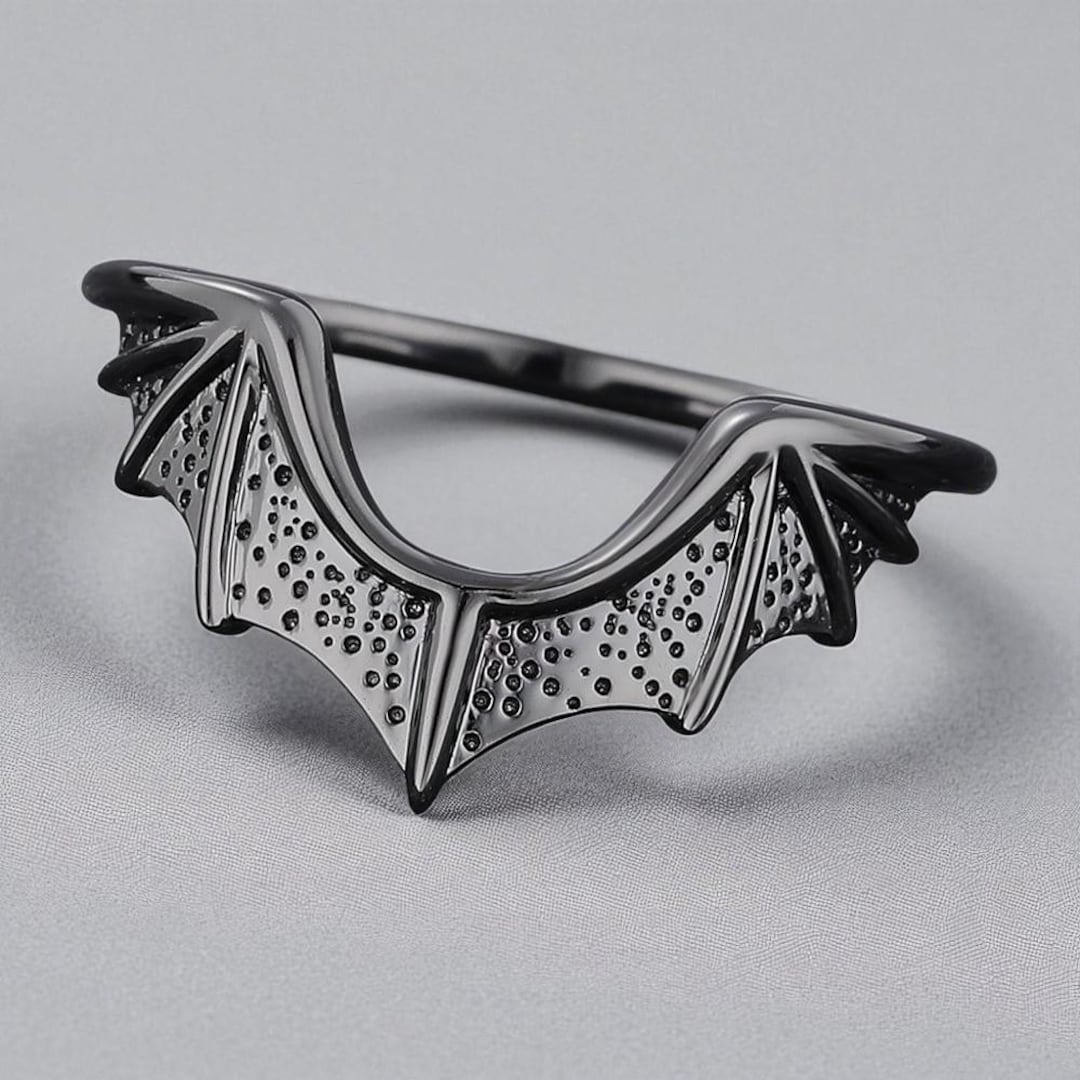Black Gothic Bat Wing Ring: 925 Sterling Silver Cosplay Jewelry - Etsy