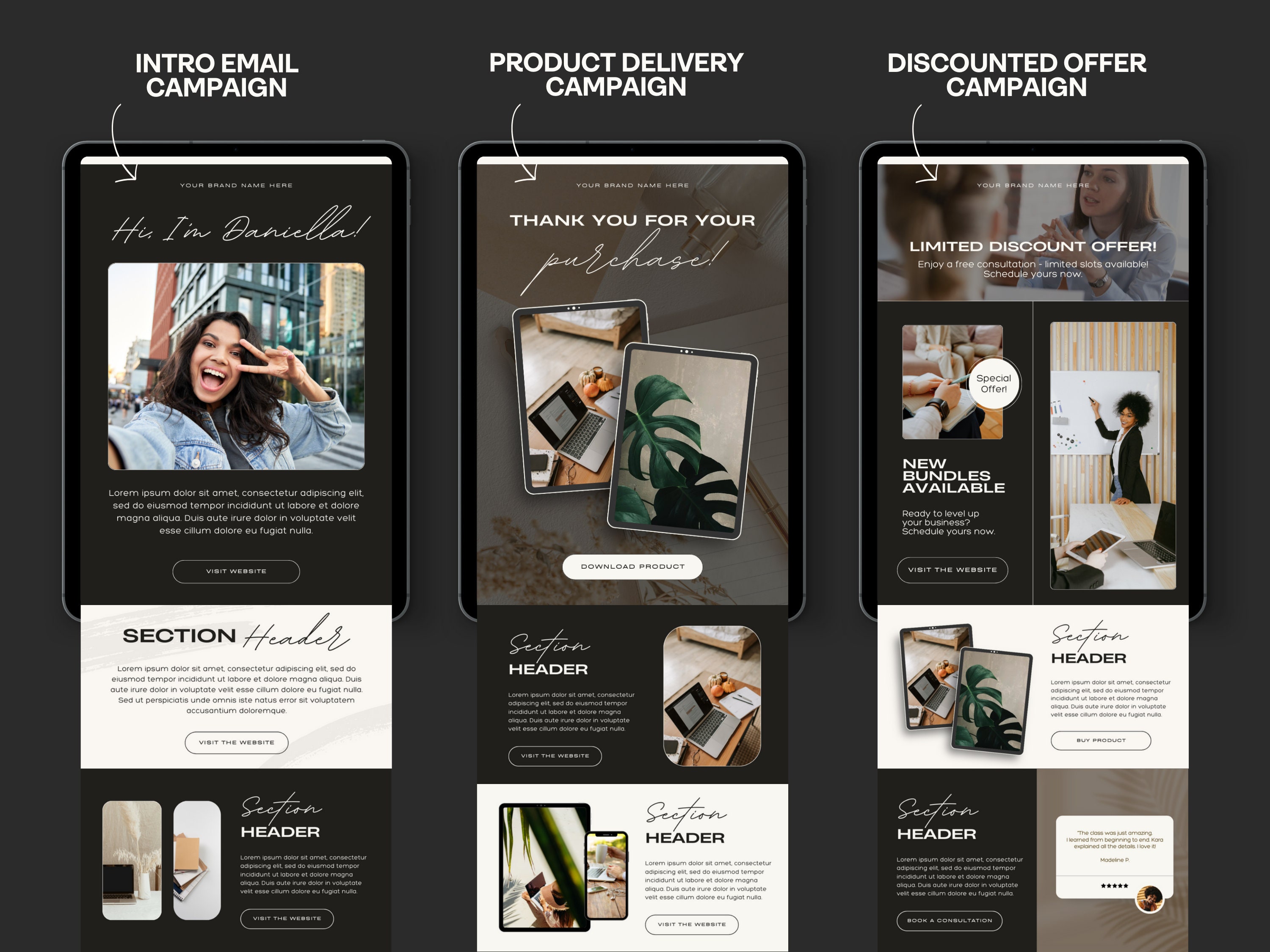 Editable Canva Email Template - Modern Black & White Luxury for Email ...