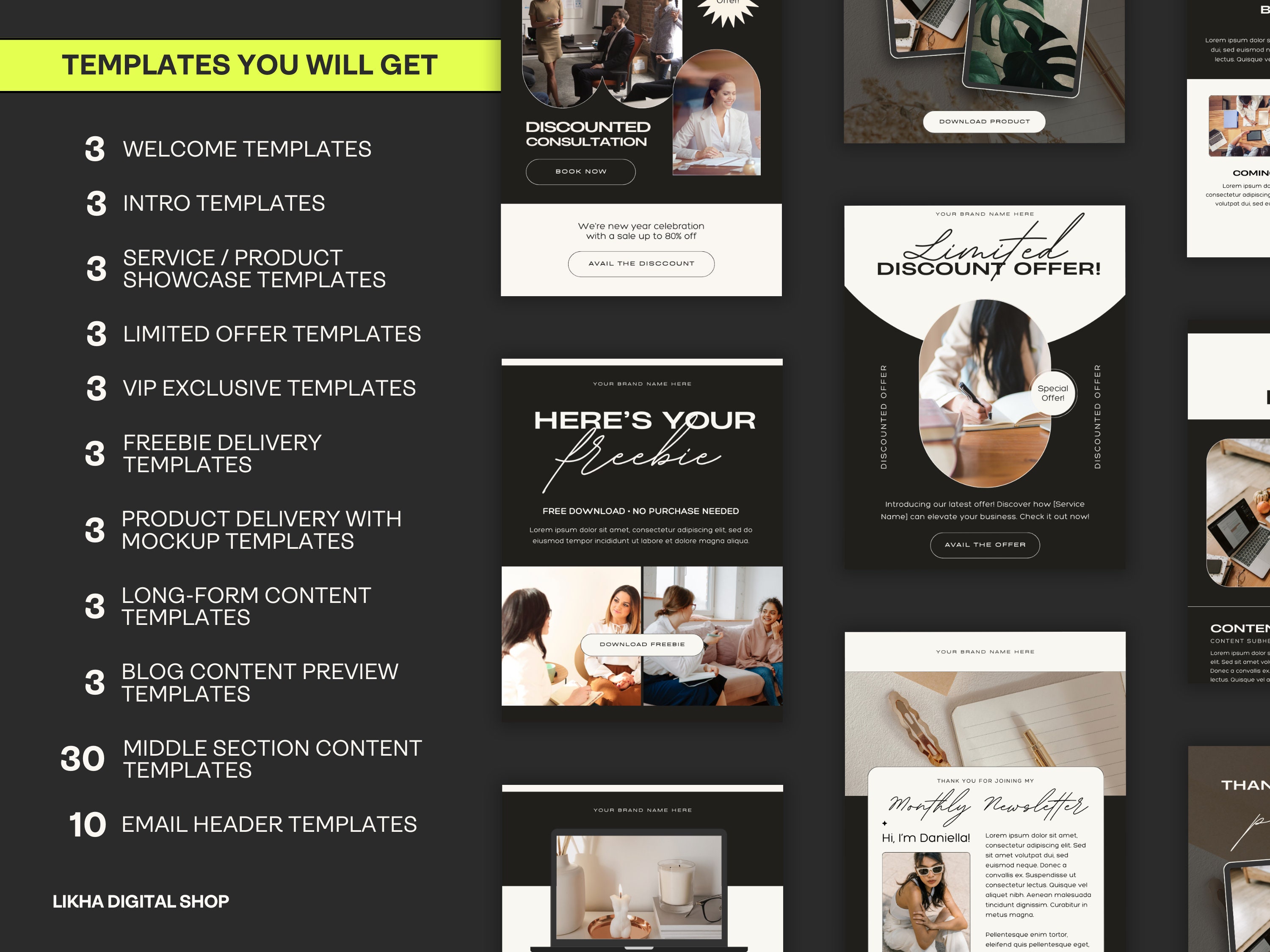 Editable Canva Email Template - Modern Black & White Luxury for Email ...