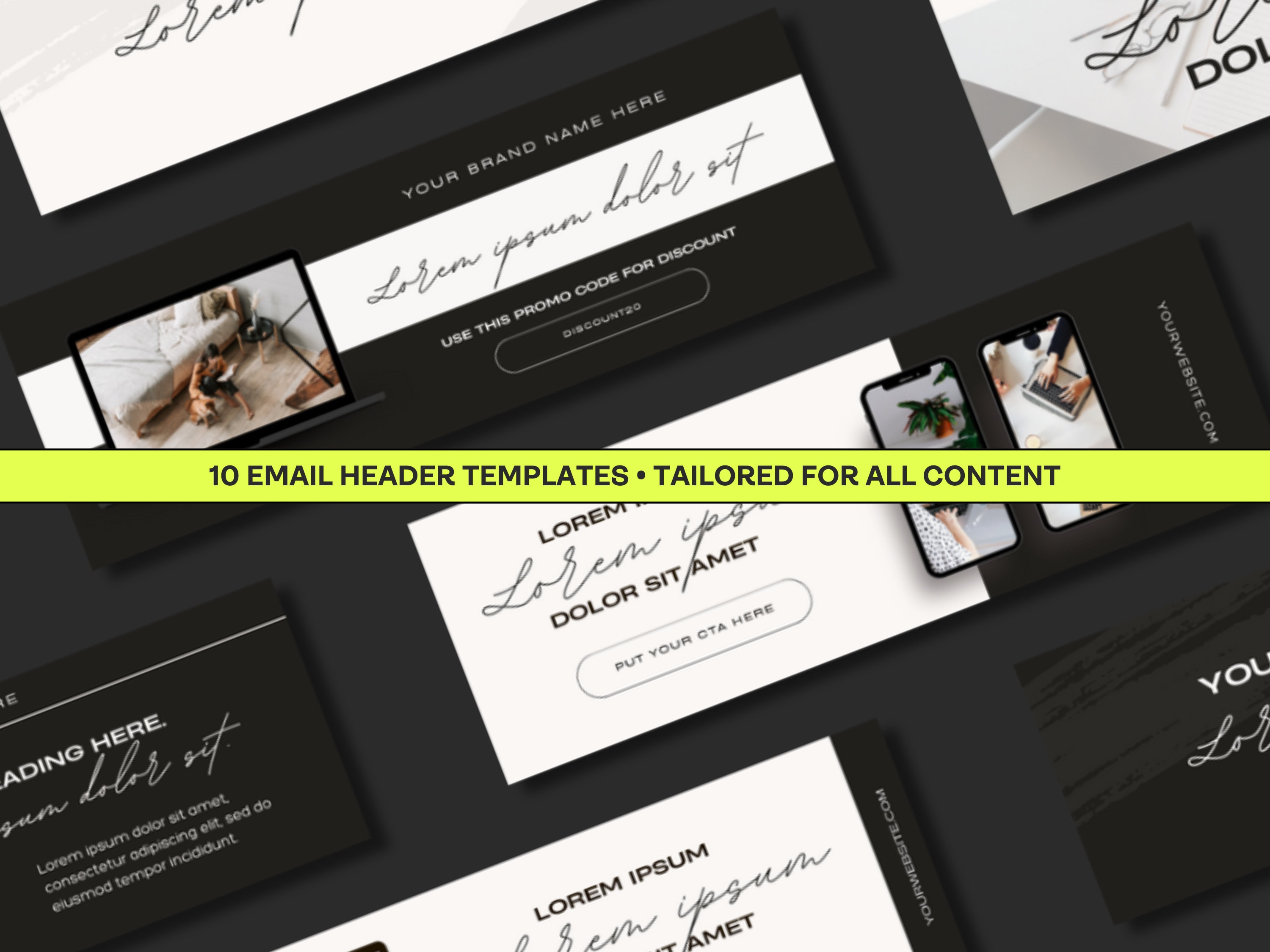 Editable Canva Email Template - Modern Black & White Luxury for Email ...