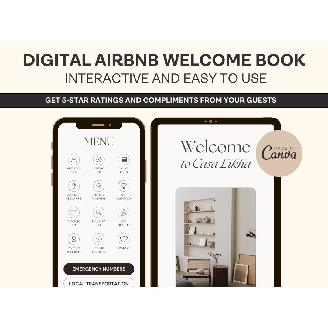 Modern & Interactive Airbnb Guest Book | Minimalist Airbnb Welcome Book ...