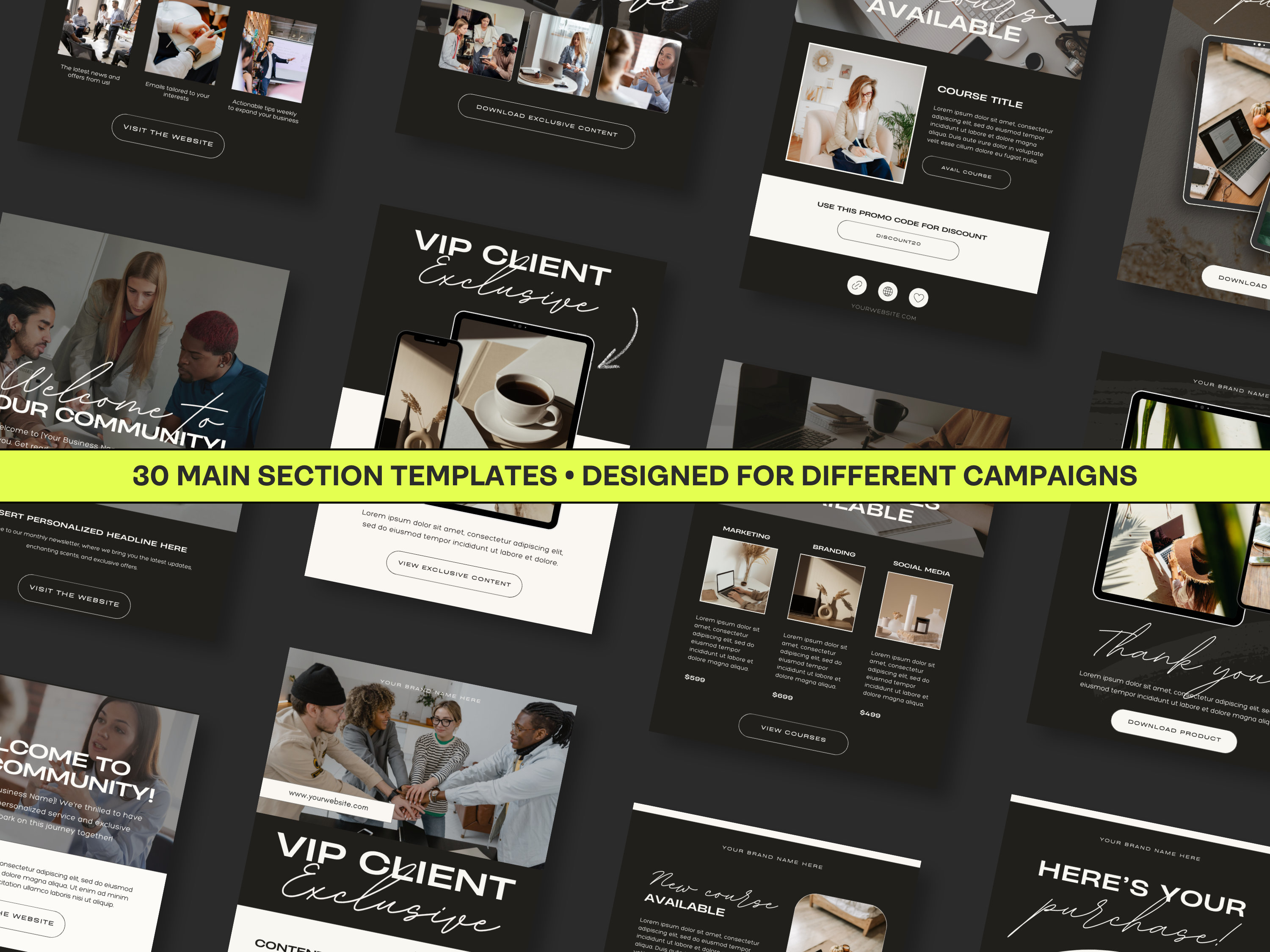 Editable Canva Email Template - Modern Black & White Luxury for Email ...