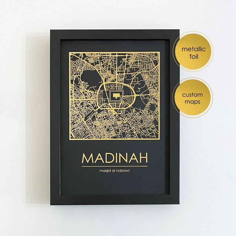 Custom Foiled Map | A3 & A4 | Makkah | Madinah | Aqsa | Holy Mosques ...