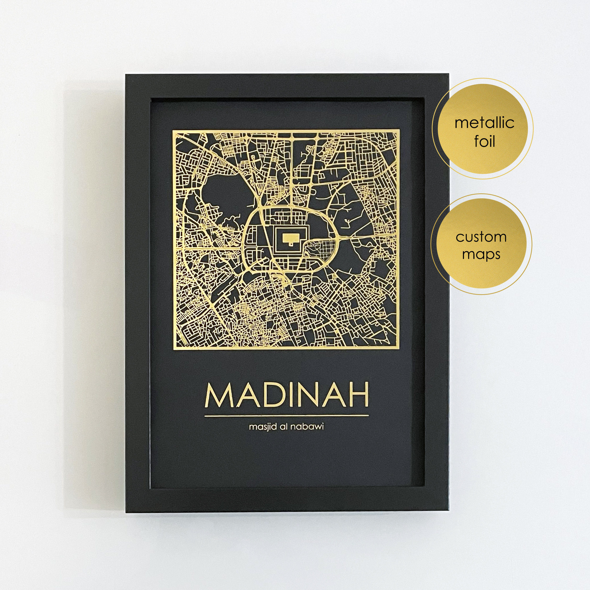 Custom Foiled Map | A3 & A4 | Makkah | Madinah | Aqsa | Holy Mosques ...
