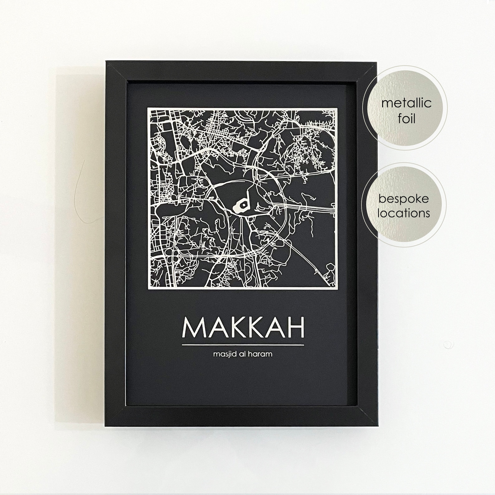 Custom Foiled Map | A3 & A4 | Makkah | Madinah | Aqsa | Holy Mosques ...