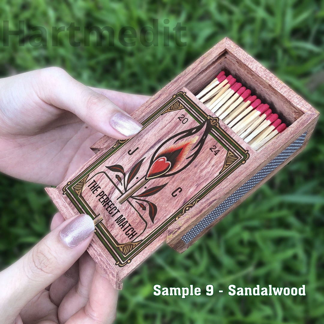 Custom Wooden Matchbox for Couples, Personalized Wooden Large Matchbox ...
