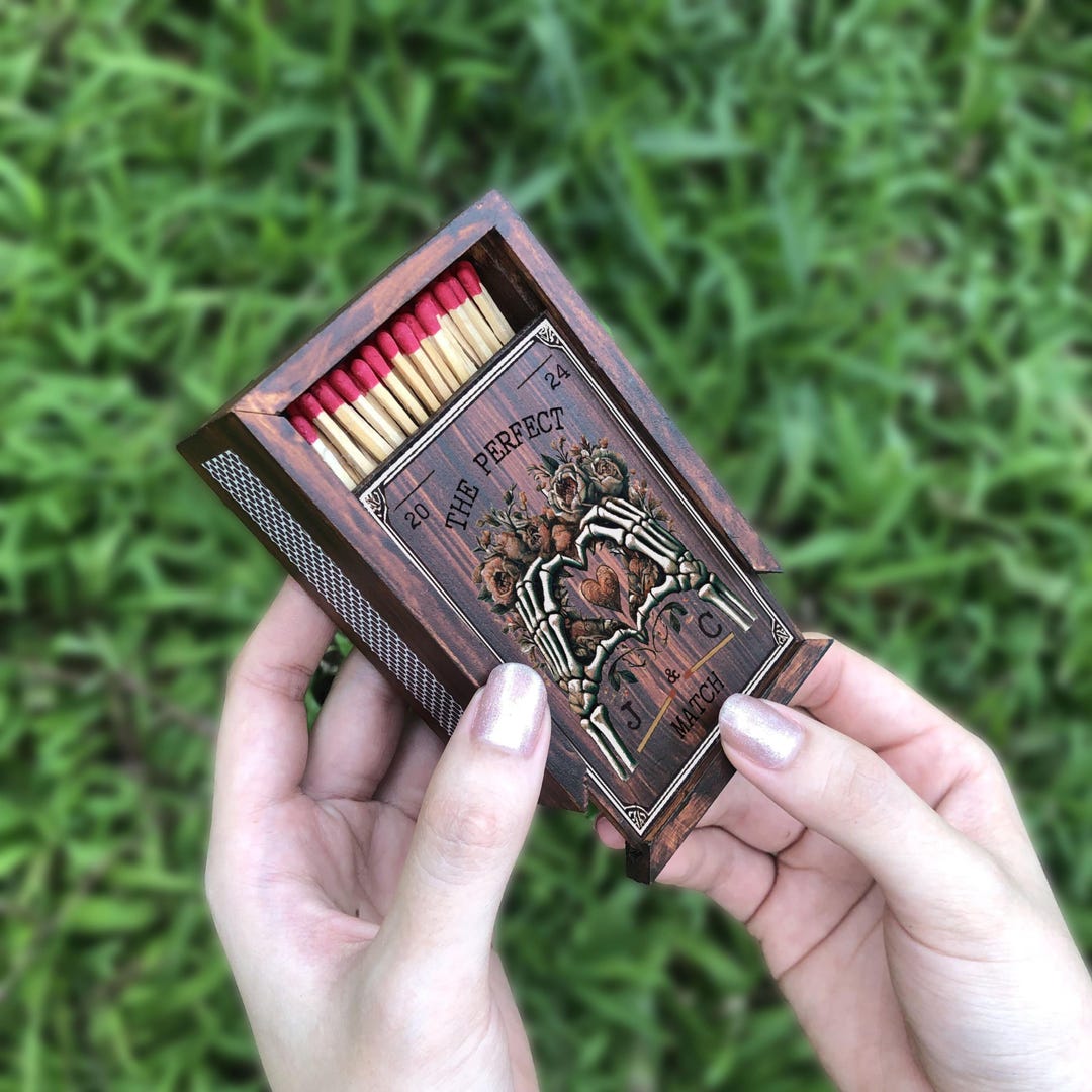 Custom Wooden Matchbox for Couples, Personalized Couples Large Matchbox ...