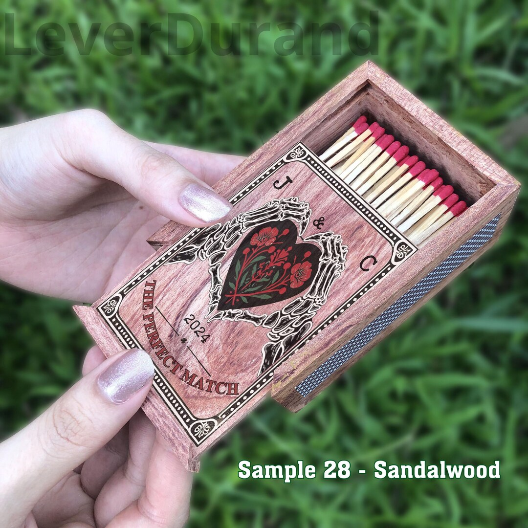 Custom Wooden Matchbox for Couples, Personalized Couples Large Matchbox ...