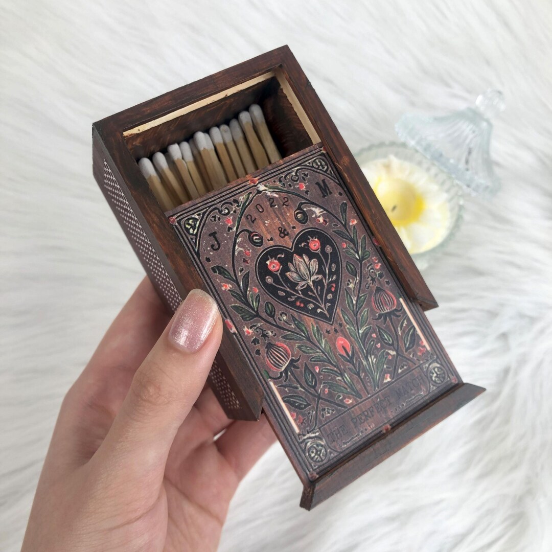 Custom Wooden Matchbox for Couples, Personalized Couples Large Wooden ...