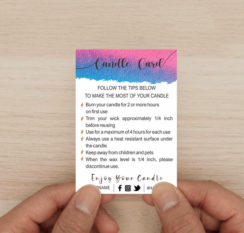 Candle Care Cards Candle Instructions Card Candle Care Card - Etsy