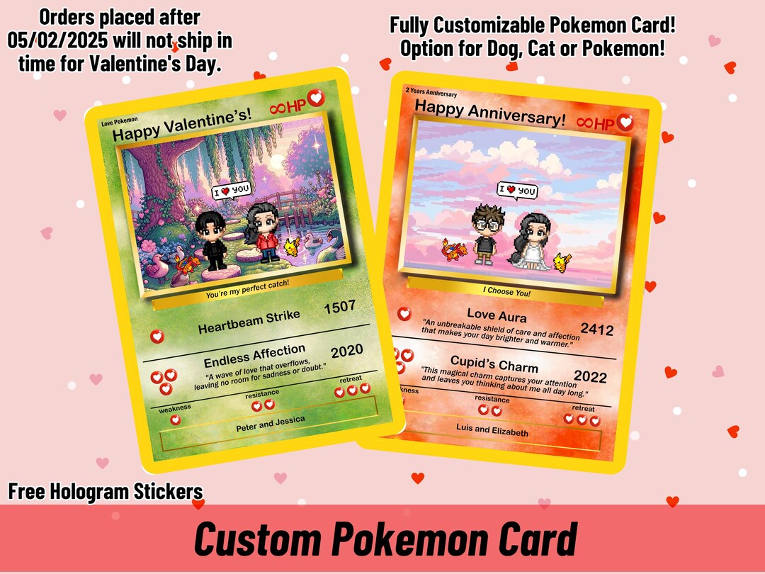 Pokemon Valentine's Day Card • Custom Pokemon Card • Boyfriend Gift ...
