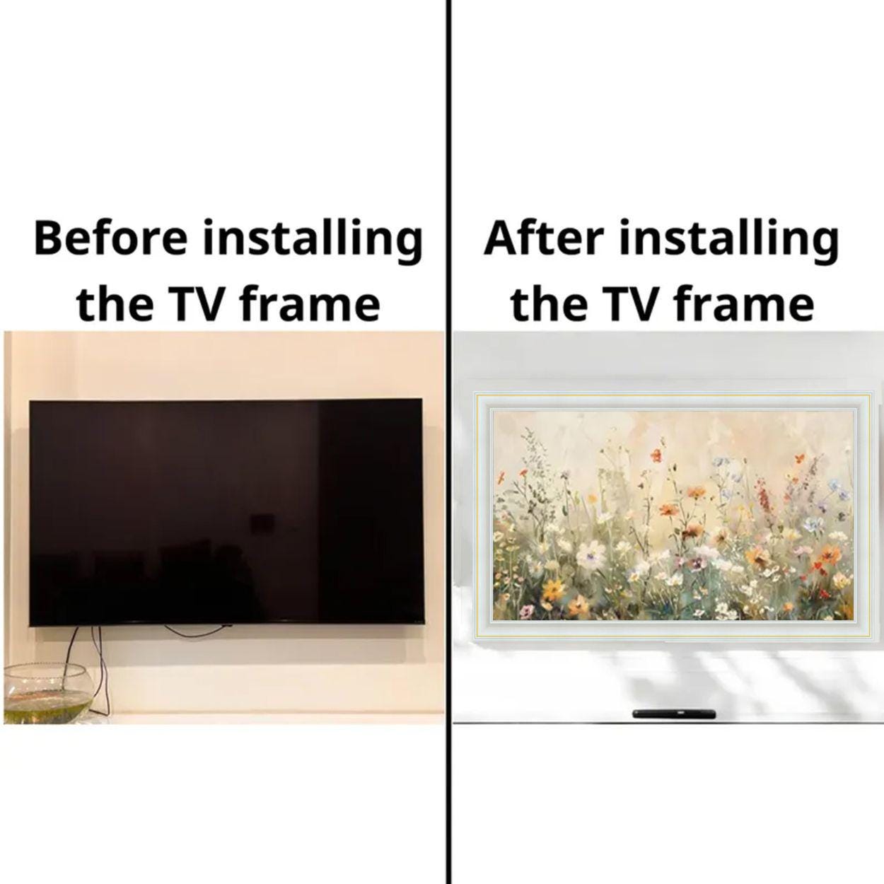 Elegant Pearl White & Gold Accent TV Frame, Samsung TV Frame, Artistic ...