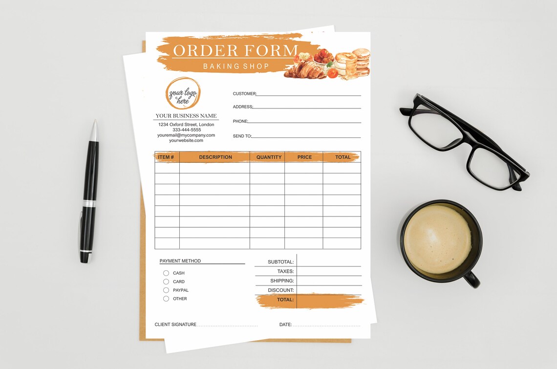 Editable Bakery Order Form Template Cake Order Form Baking - Etsy
