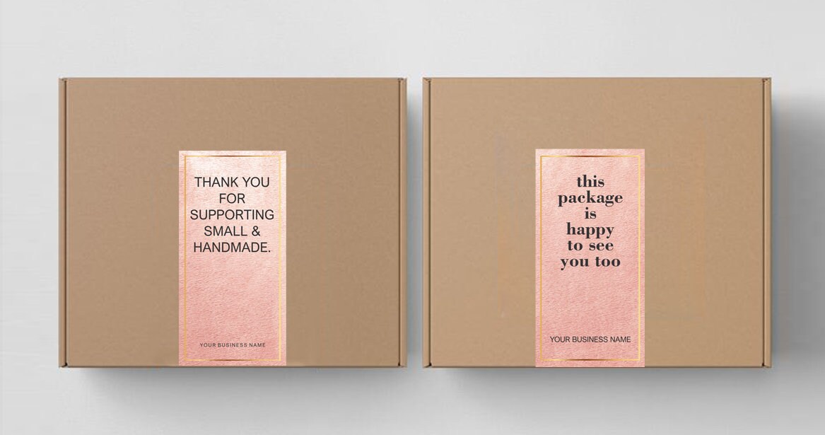 Gold Pink Packaging Labels Template Editable Packaging - Etsy