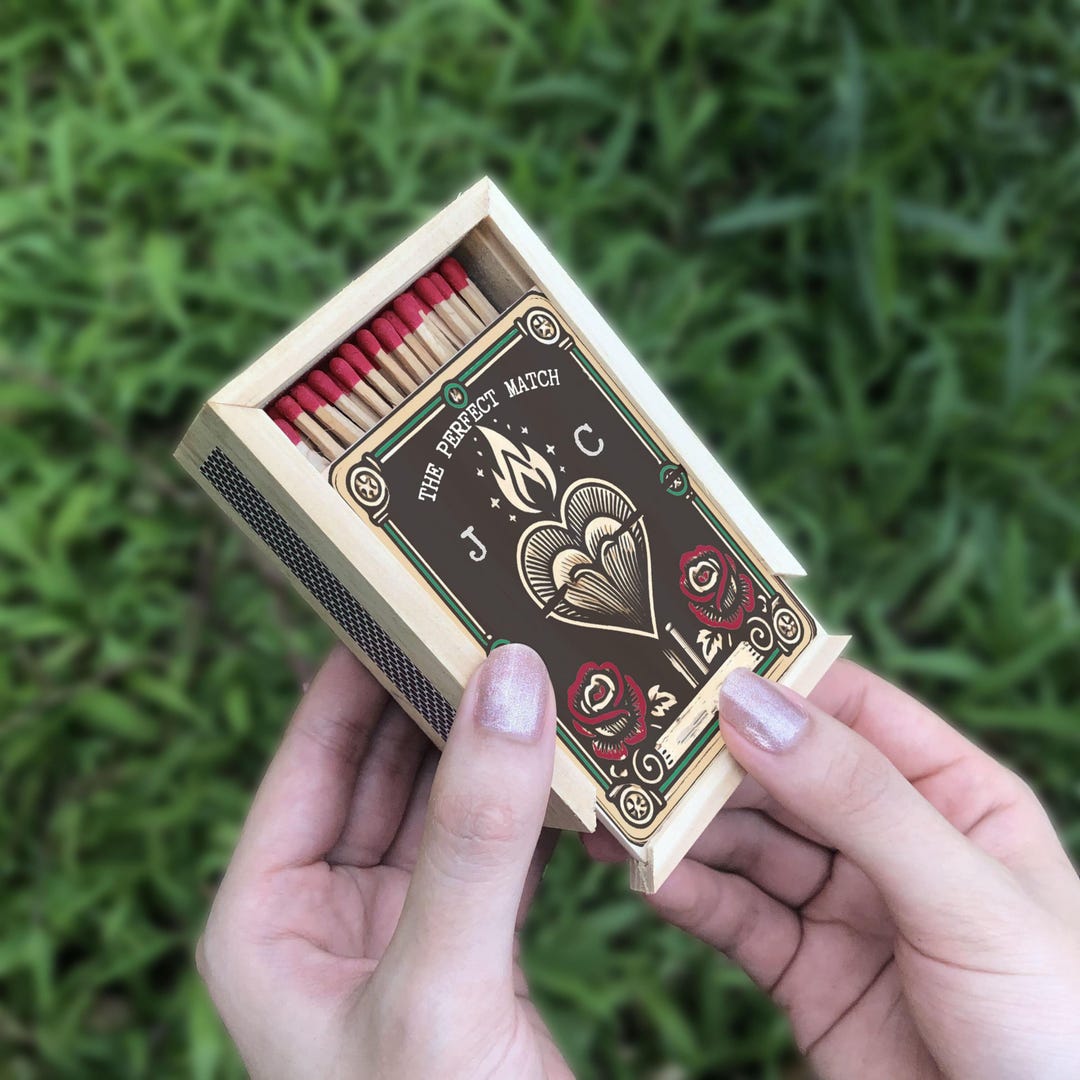 Custom Wooden Matchbox Art for Couples, Personalized Wooden Matchbox ...