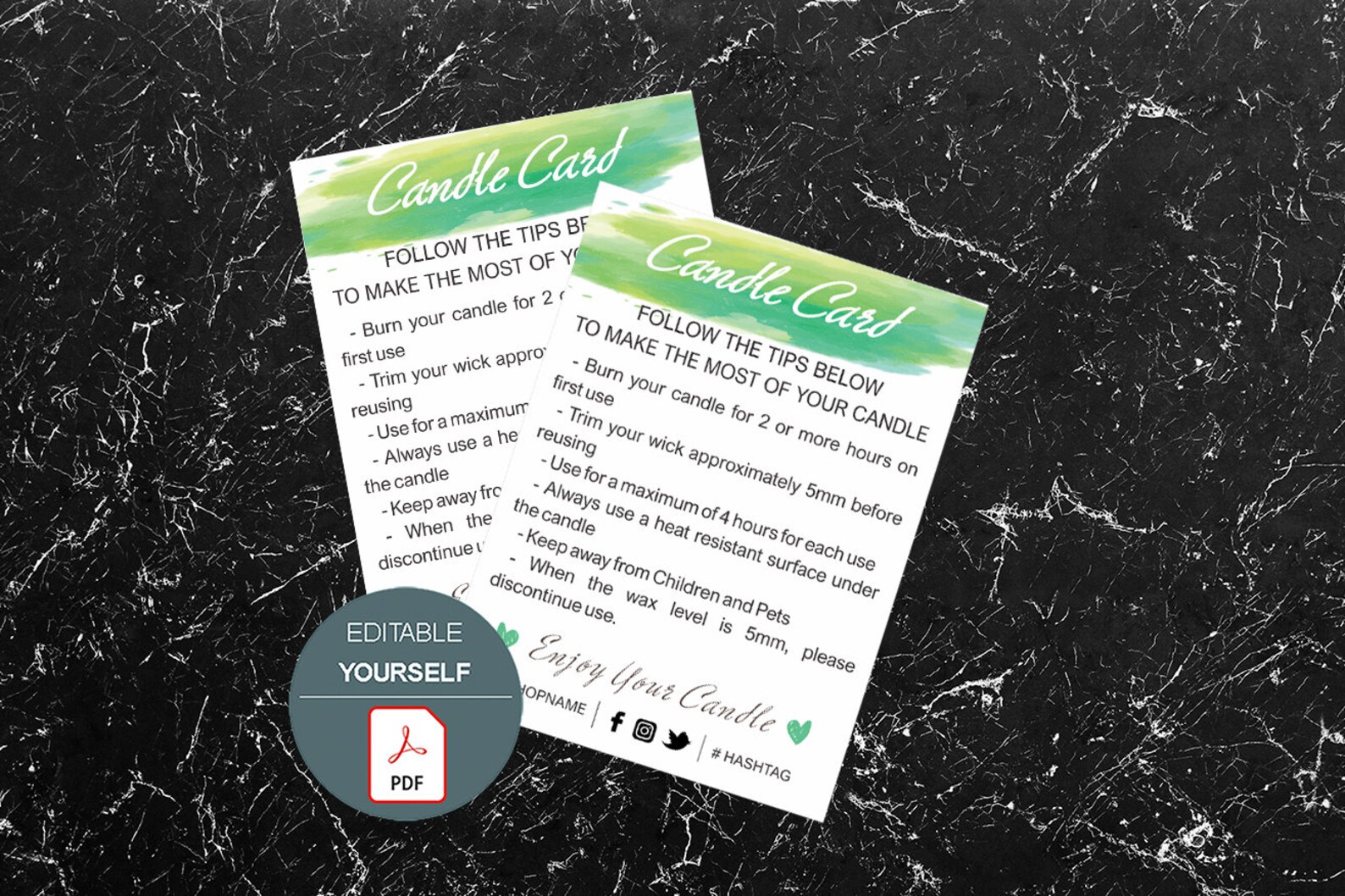 Candle Care Card Candle Card Templates Business Cards Candle - Etsy