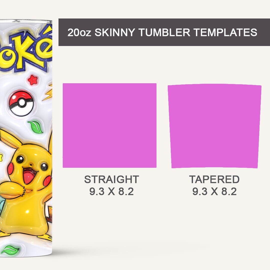 Inflated Pokemon Tumbler Wrap 20oz, Pokemon Sublimation Tumbler ...