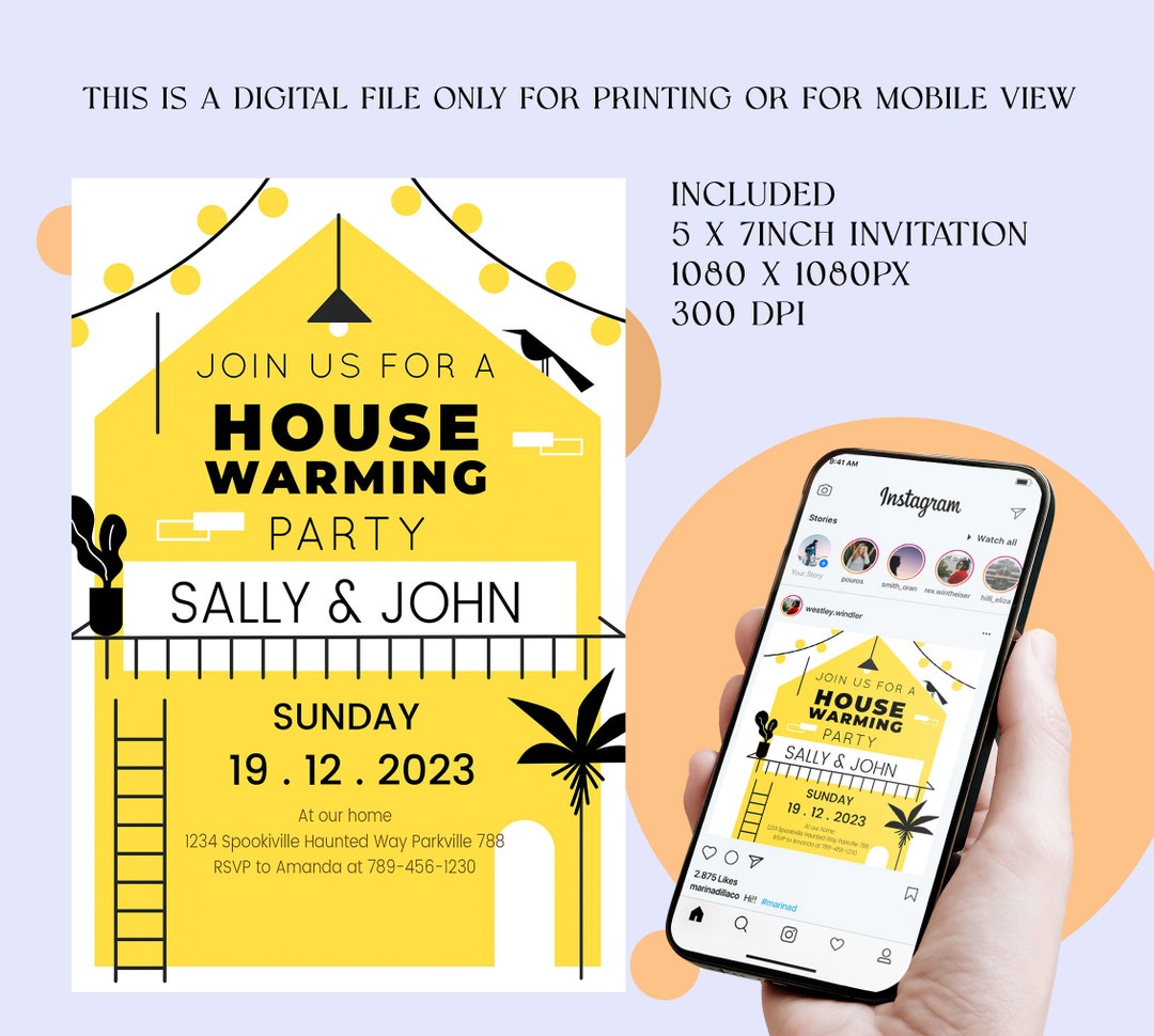 Housewarming Party Invitation Template Modern Housewarming Etsy